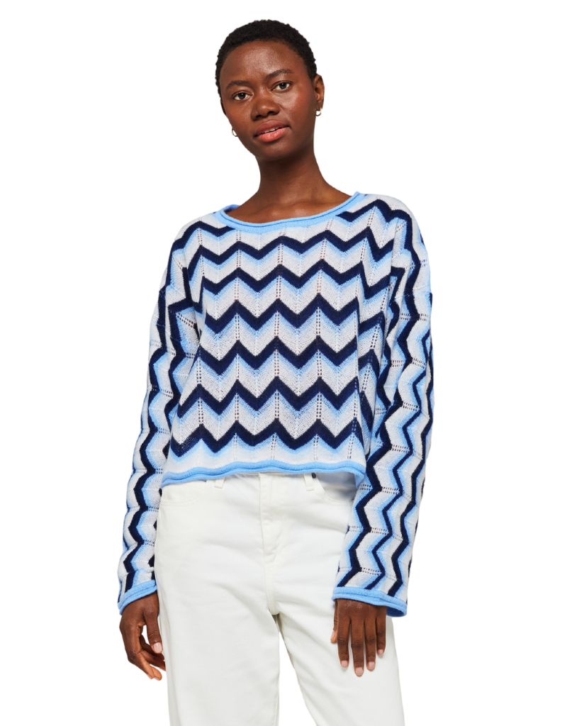 Brodie | Rainbow Chevron Slash Neck Splash Blue Rainbow | I Am More