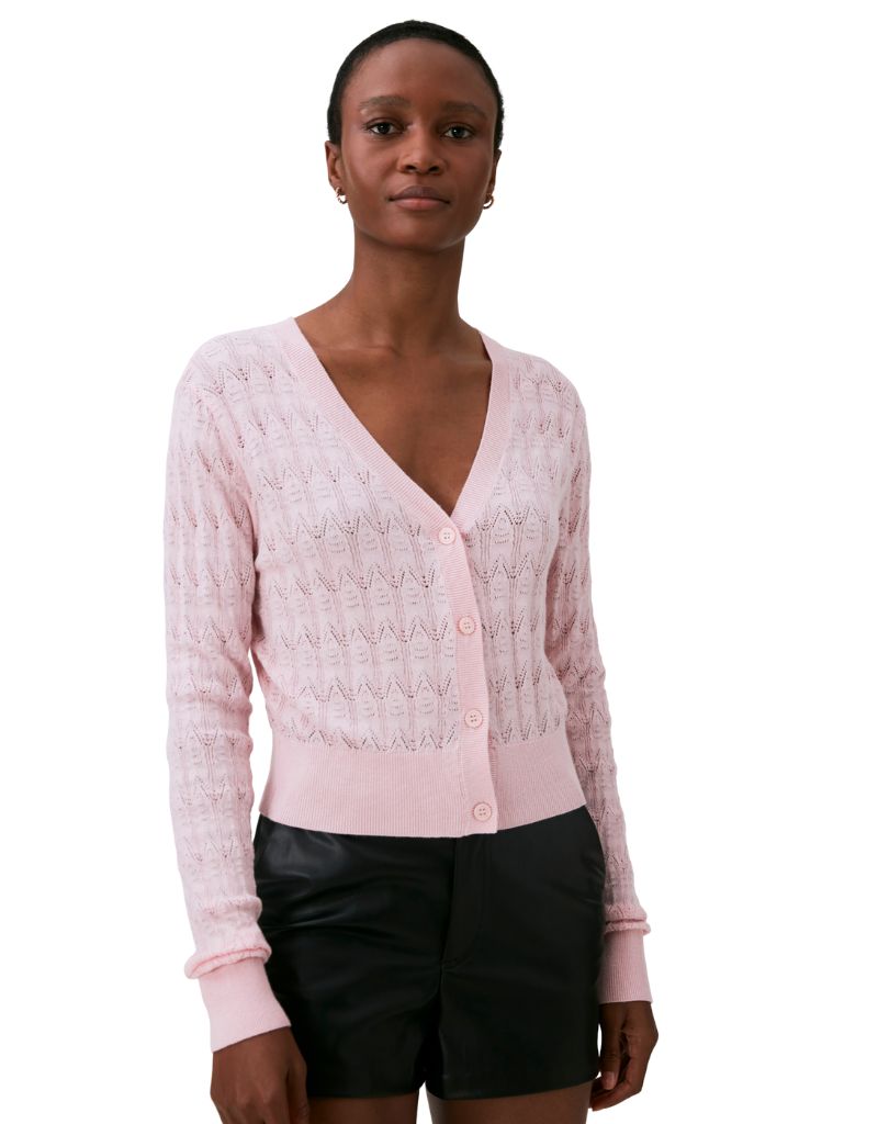 Brodie | Wispr Pointelle Penny V Cardi Rose Petal | I Am More