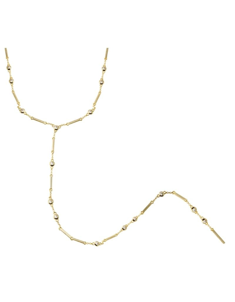 JTG Jewelry | Diamond Bezel Bar Lariat Gold | I Am More Scarsdale