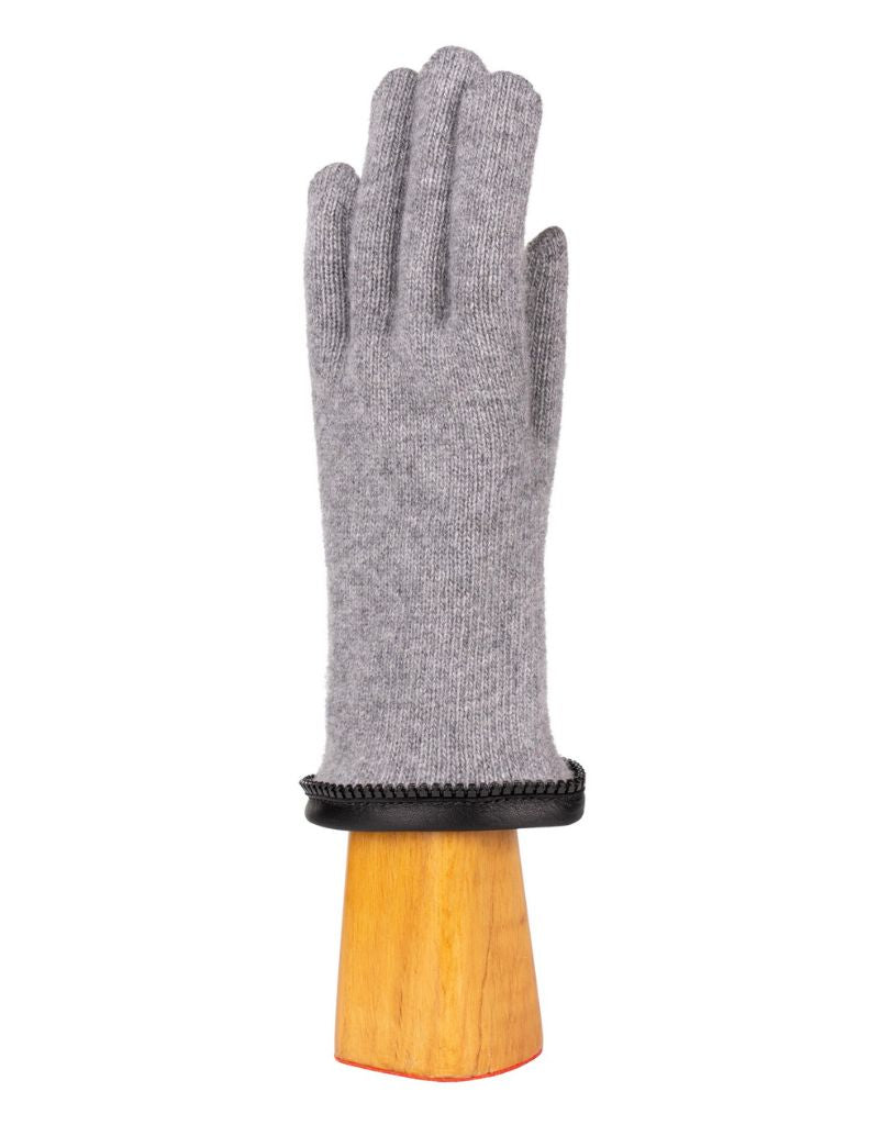 NST-LC-44 Wool and Cashmere Gloves Leather Piping and Zipper - Gris