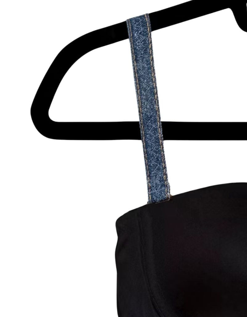 Strap-Its | Black Bra with Interchangeable Denim Strap