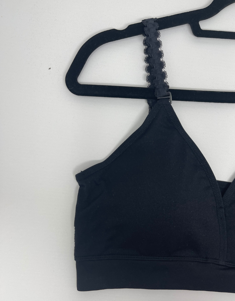 Black Plunge Bra with Black Lace